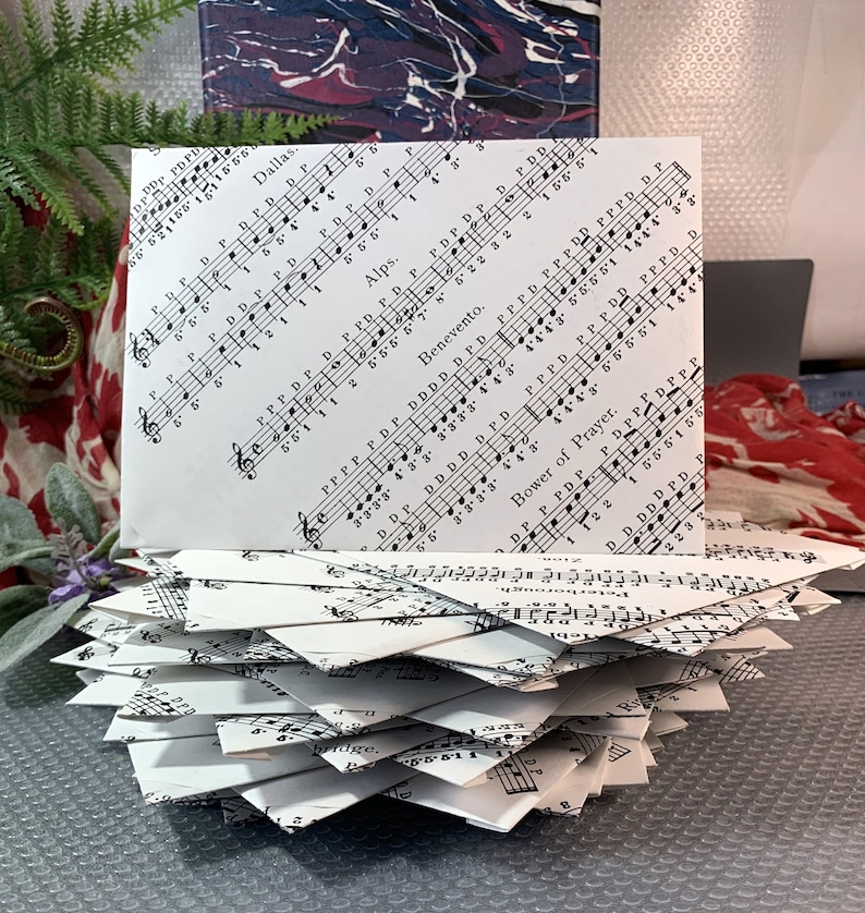 Recycled Sheet Music Envelopes, Upcycled Stationery, Set of 5 - Etsy