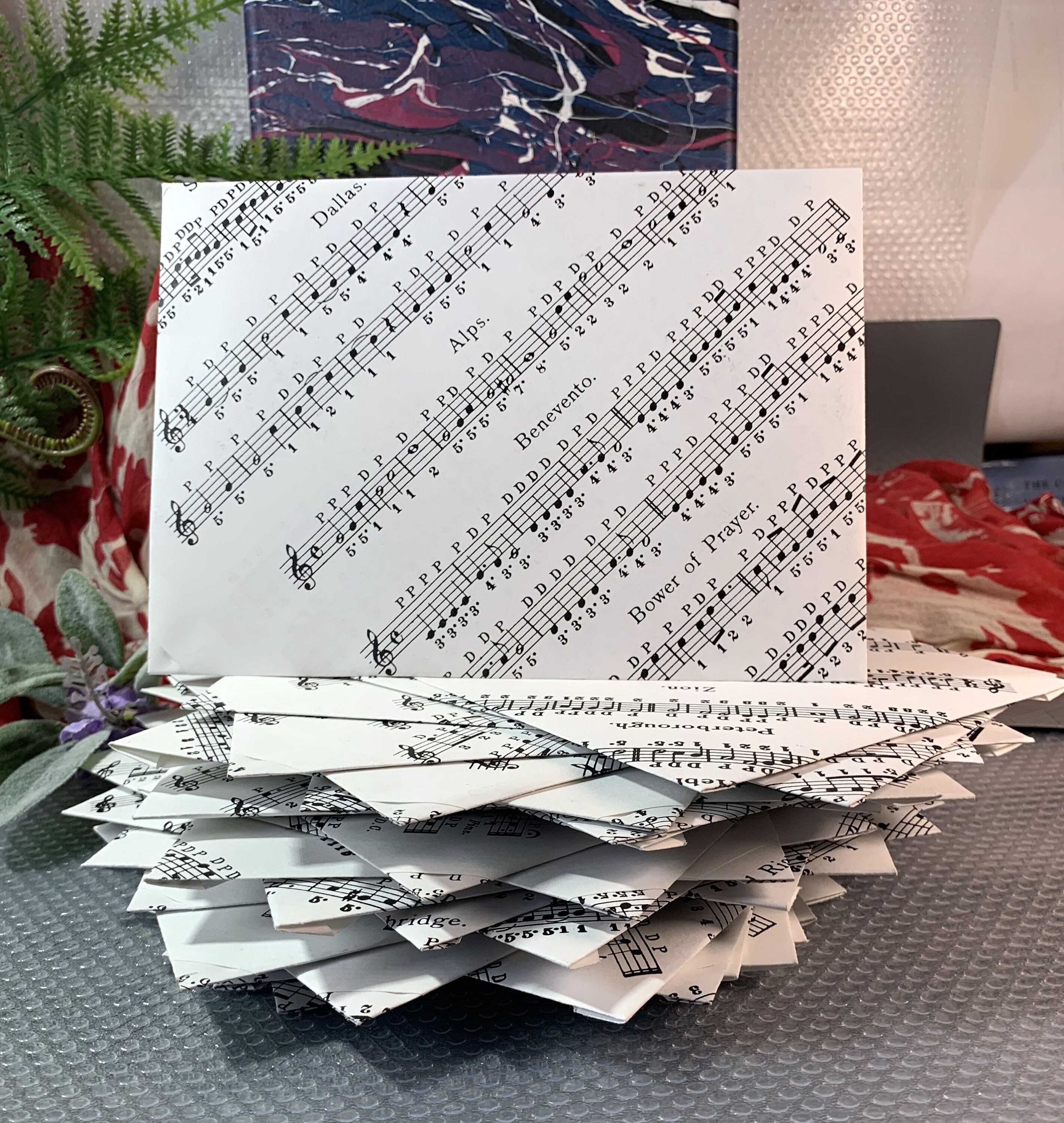 Recycled Sheet Music Paper Envelopes, Upcycled Music Sheet Stationary ...