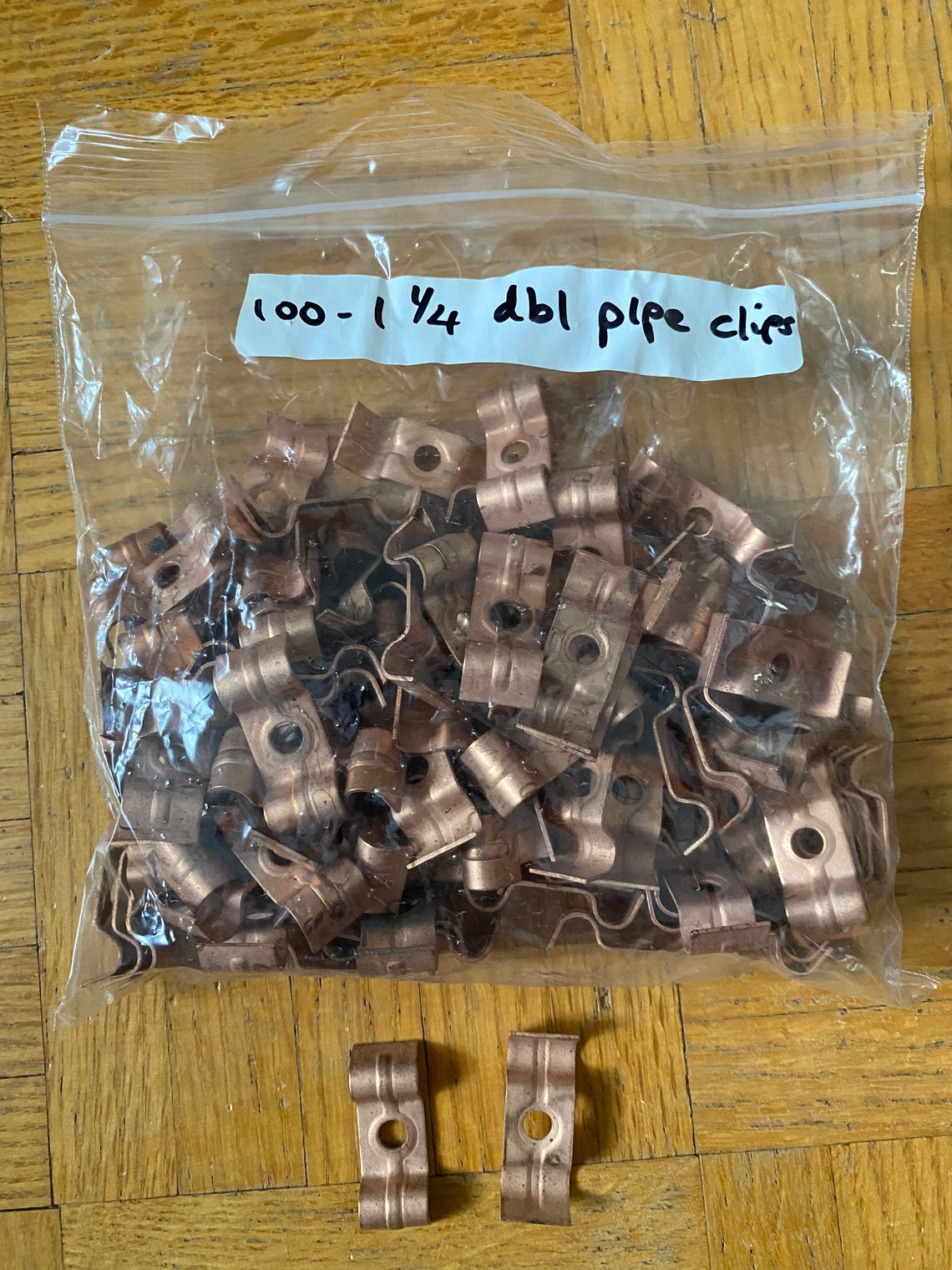 Copper 1 1/4" Double Pipe Clips for Plumbing (100 Pieces) - Etsy