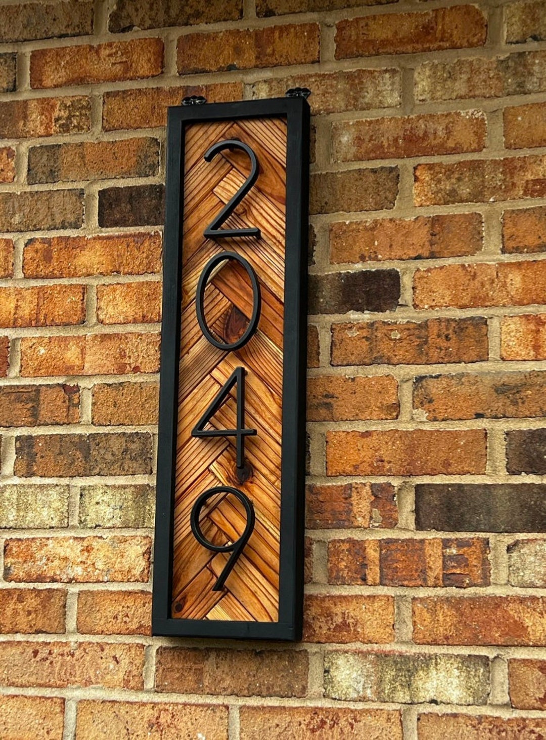Modern Vertical Herringbone Address Sign - Etsy