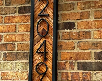 Modern Vertical Herringbone Address Sign - Etsy