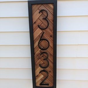 Modern Vertical Herringbone Address Sign - Etsy