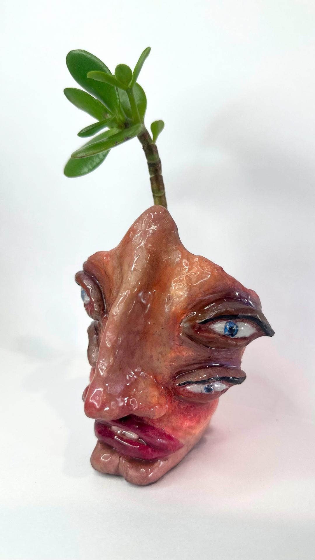 CUSTOM Human Pot Art, Creepy Art, Polymer Clay Pot, Human Face ...