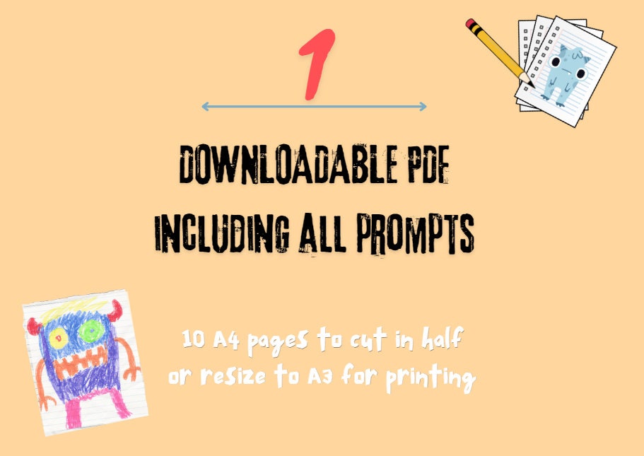 MONSTER ART Lesson Plan Task Cards 20 Monster Drawing Prompts for Years ...