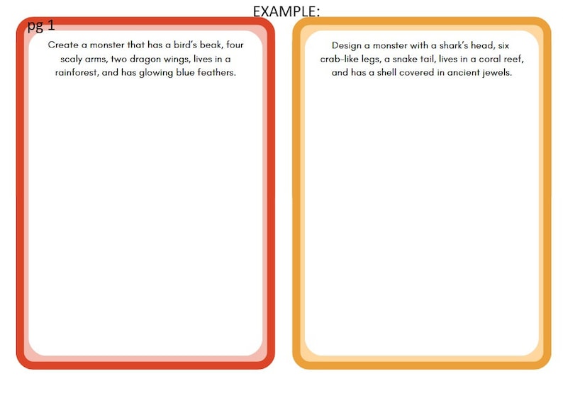 MONSTER ART Lesson Plan Task Cards- 20 Monster Drawing Prompts for ...