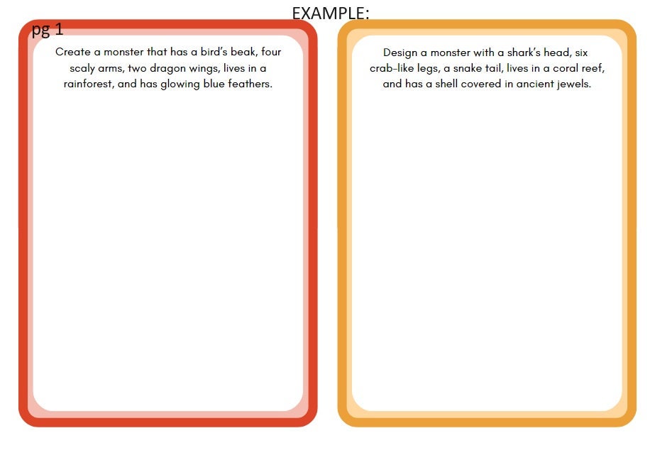 MONSTER ART Lesson Plan Task Cards- 20 Monster Drawing Prompts for ...