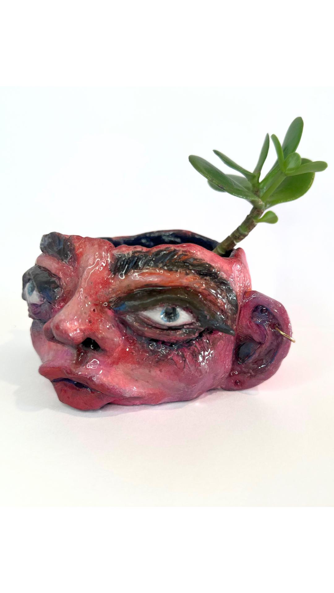 Weird Human Sculpture Pot Art, Creepy Sculpture Art, Polymer Clay Pot ...
