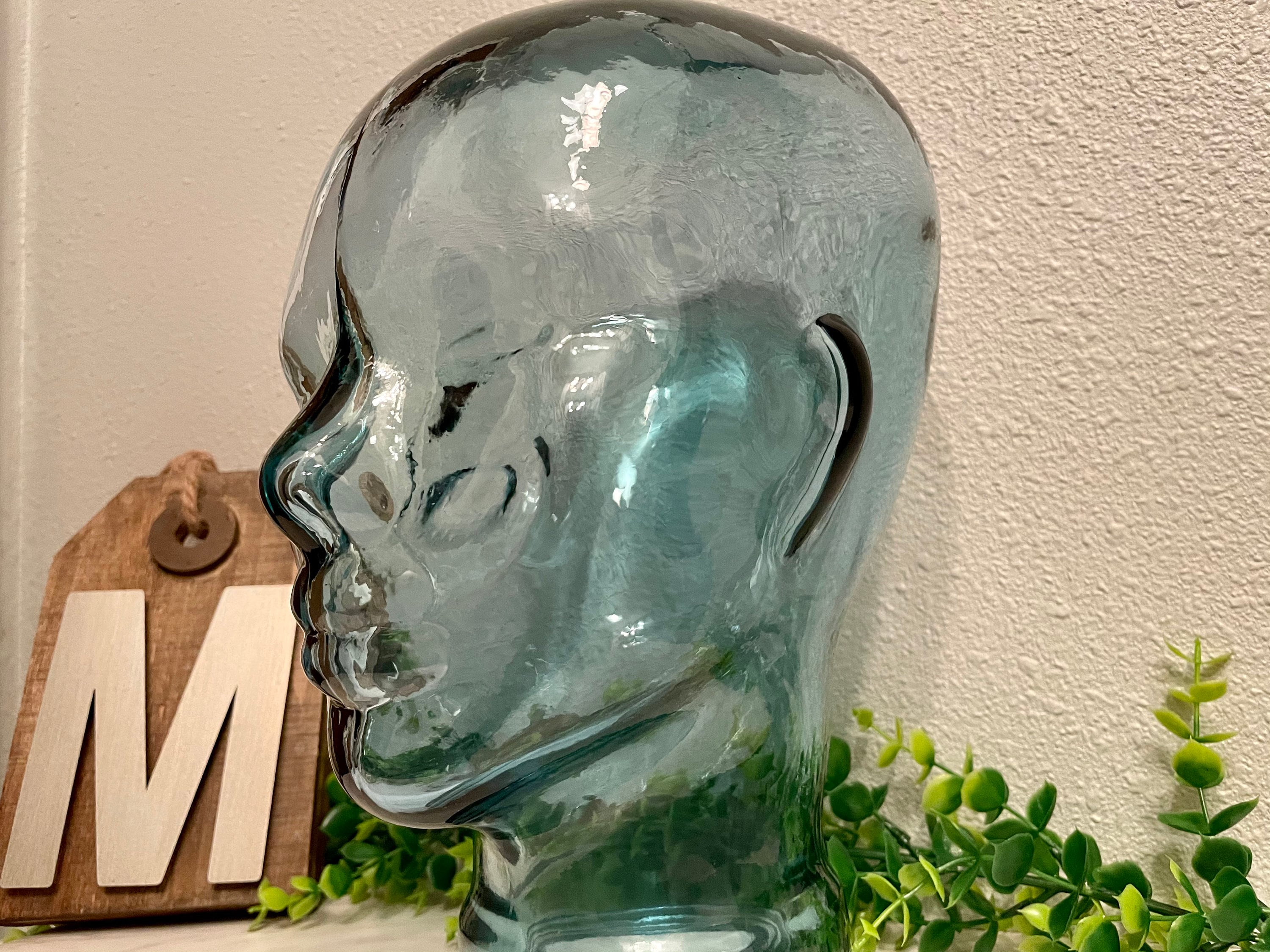 Vintage Blue Glass Mannequin Head - Etsy