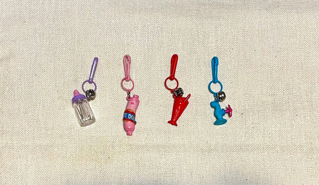Vintage 80’s Retro Plastic Charms Baby Bottle Charm, Smiling Hot Dog ...