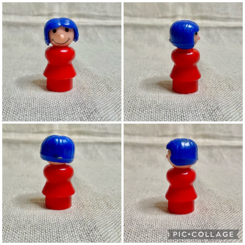 Vintage Blue Box Plastic Little People Blue Haired Mom, Orange Haired ...