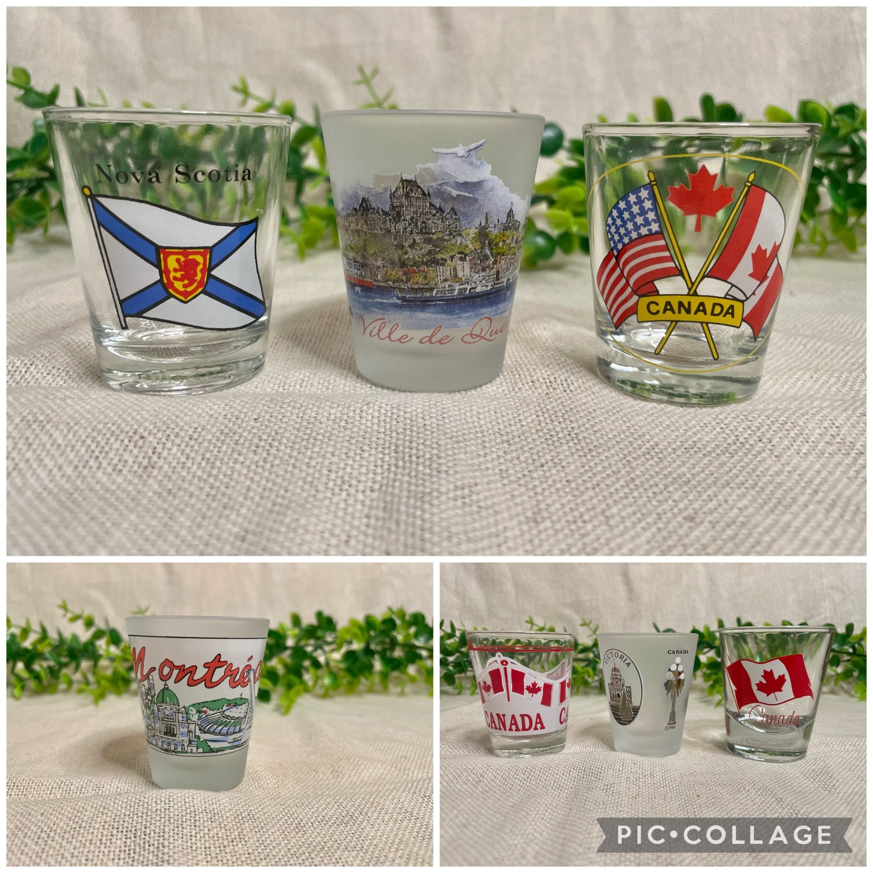 Vintage Canadian Souvenir Shot Glasses Nova Scotia Ville De - Etsy
