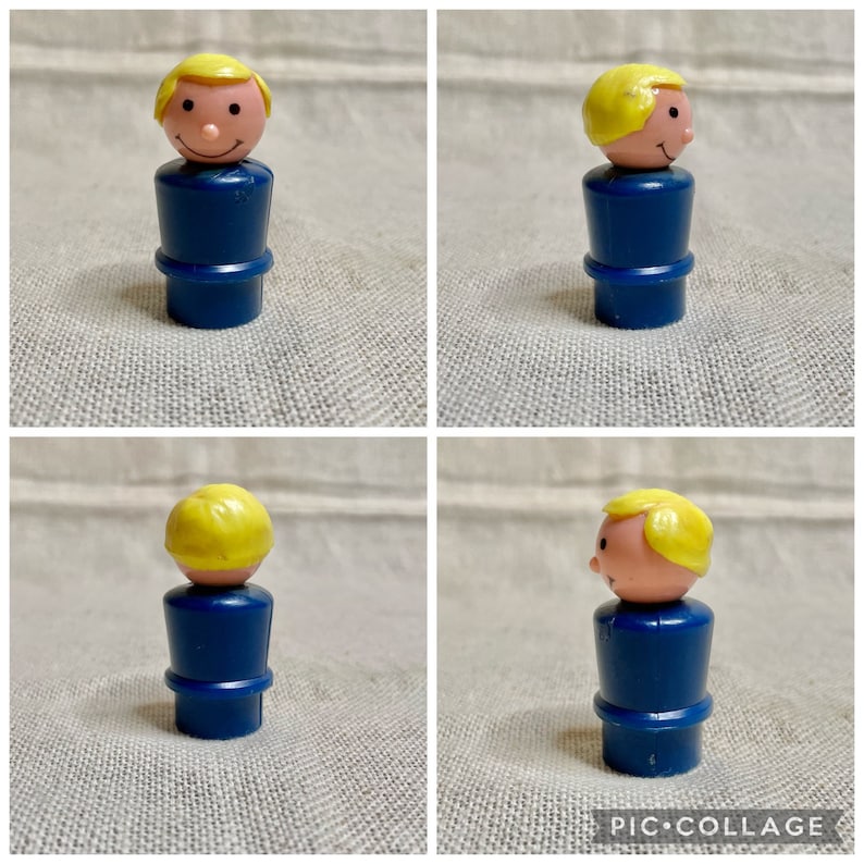 Vintage Blue Box Plastic Little People Blue Haired Mom, Orange Haired ...