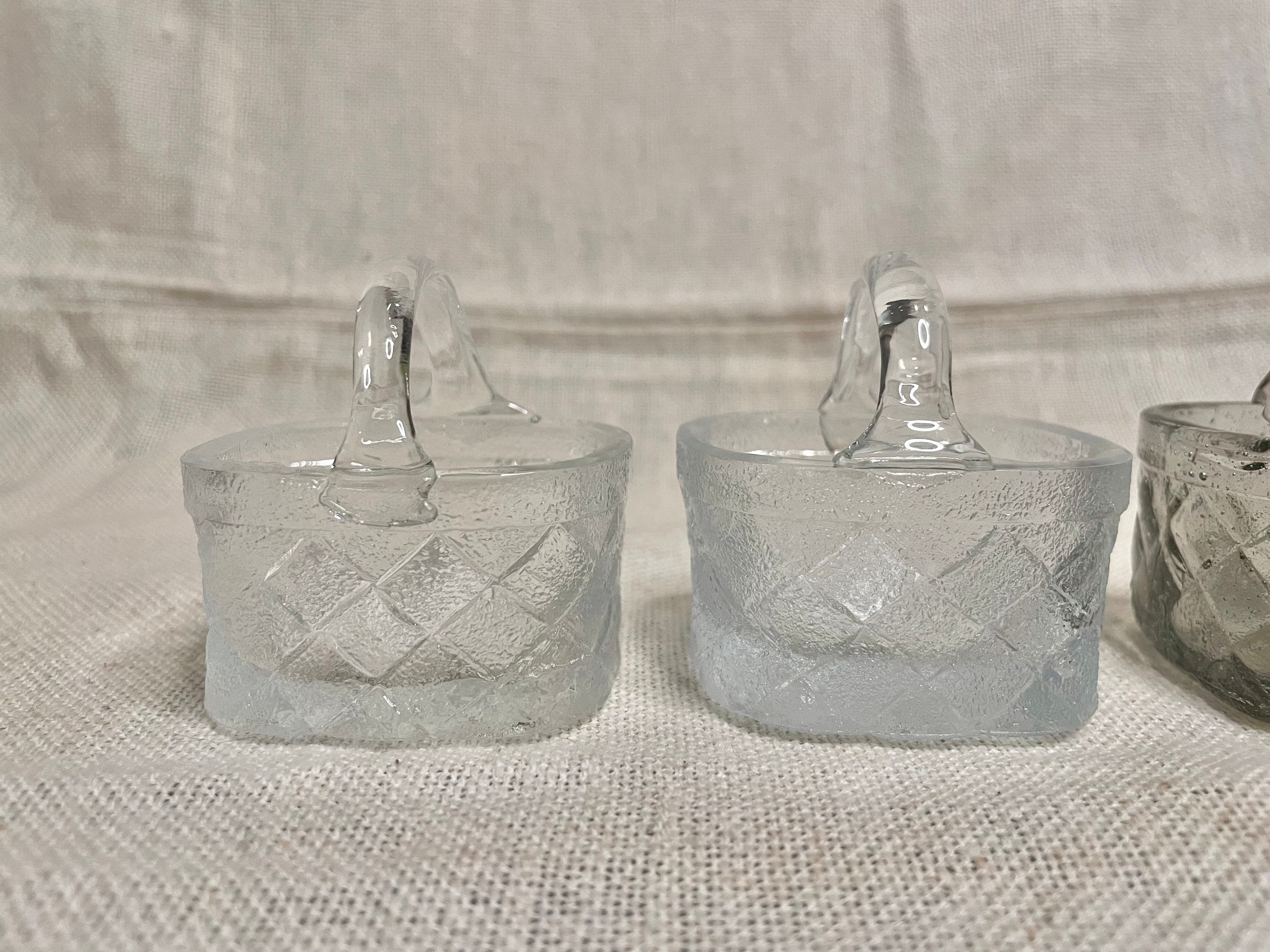 Vintage Glass Nut Basket Frosted Glass Nut Basket Smokey Gray - Etsy