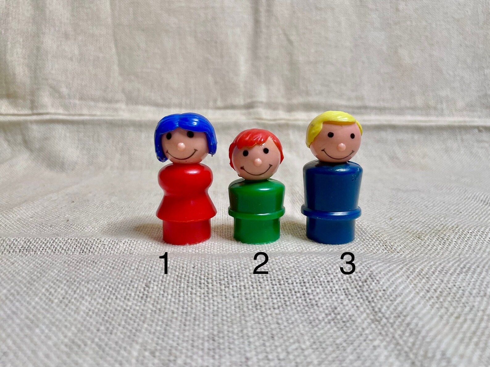 Vintage Blue Box Plastic Little People Blue Haired Mom, Orange Haired ...