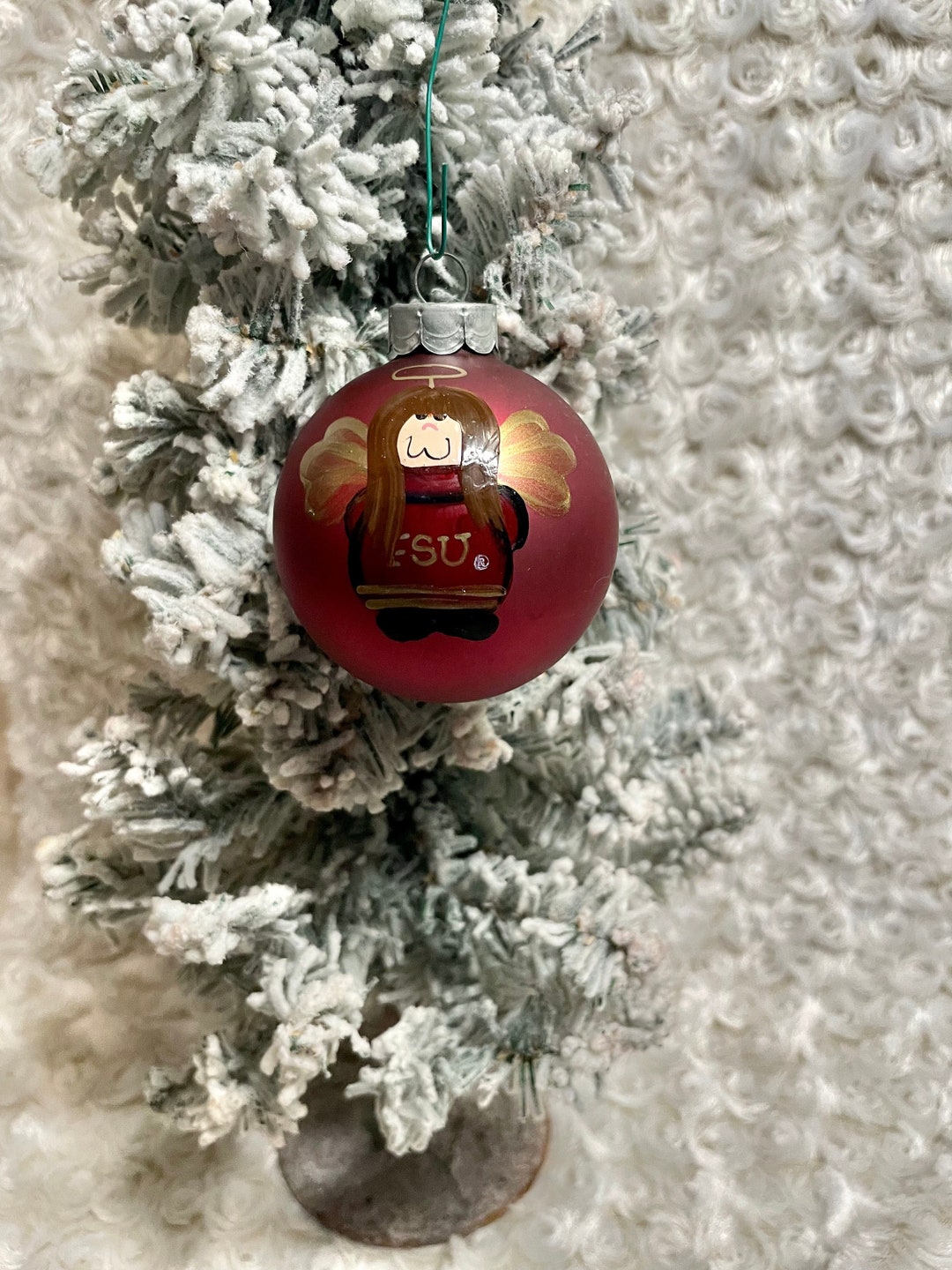 Vintage FSU Cheerleader Angel Handcrafted/handmade Red Christmas Ball ...