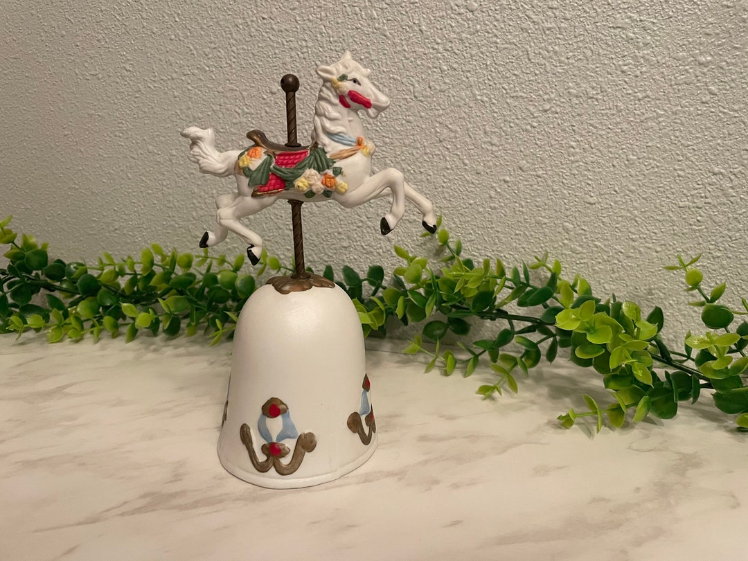 Vintage Bisque Porcelain Carousel Horse Bell - Etsy