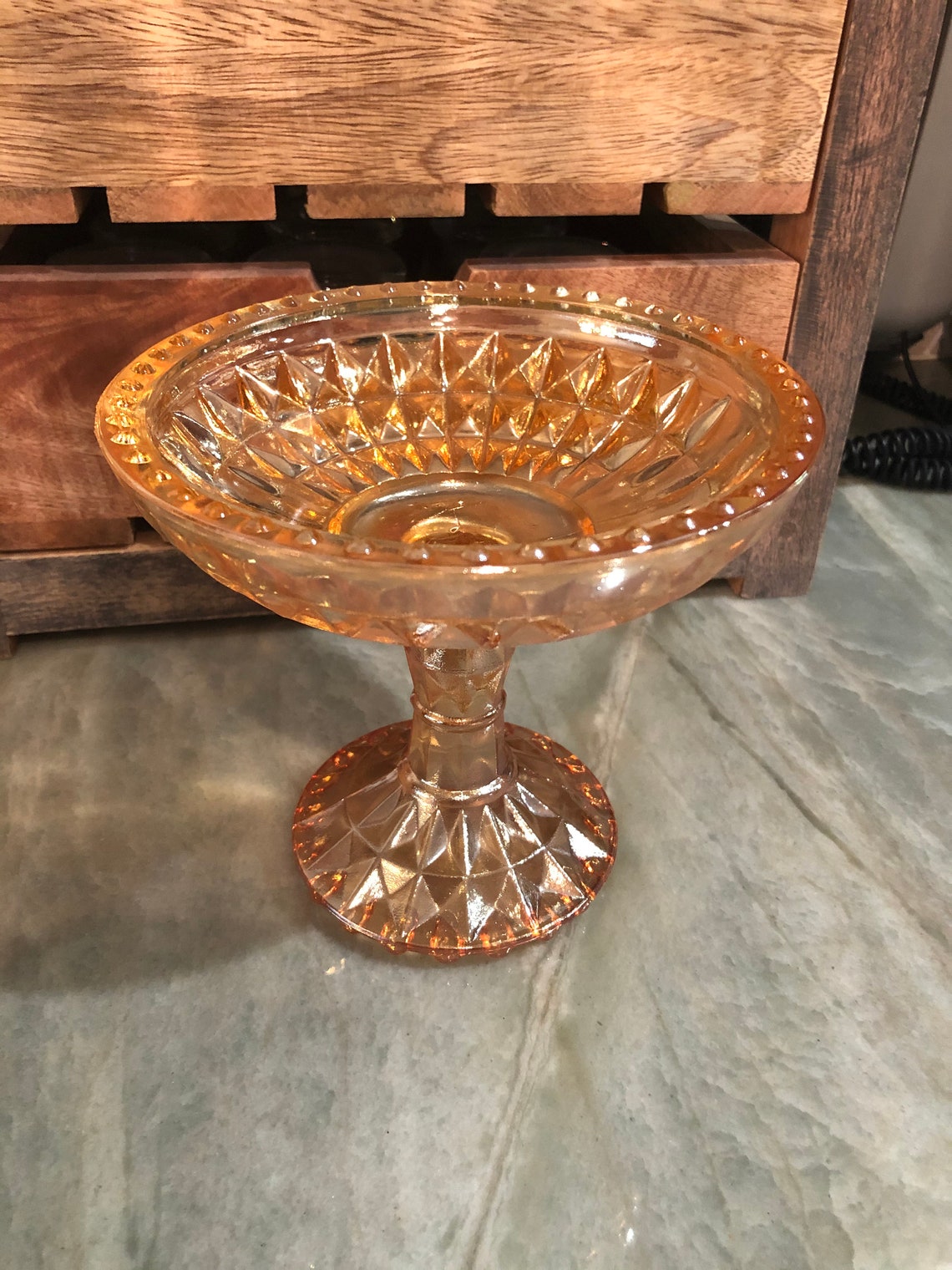 Vintage Marigold/orange/ Champagne Colored Depression Glass Footed ...