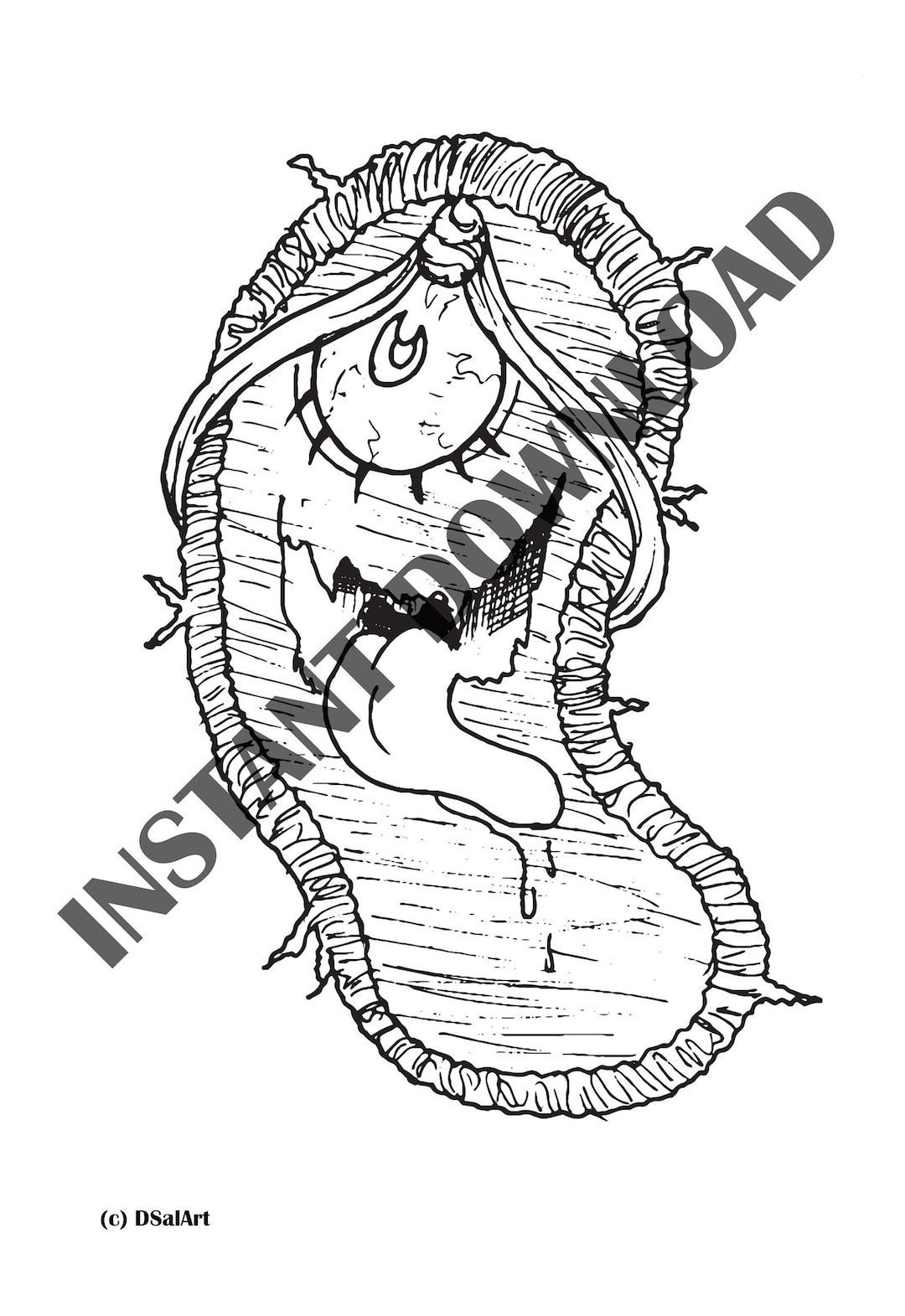 Bakezori Yokai Single Coloring Page Instant Download PDF/JPEG Japanese ...