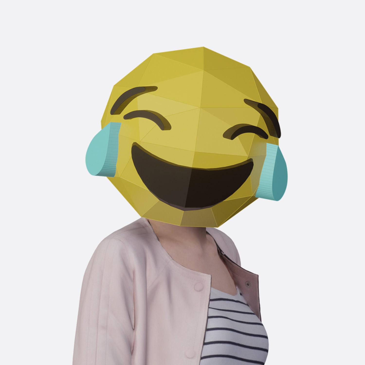 Laughing Mask Emoji Mask Paper Craft Template Halloween | Etsy