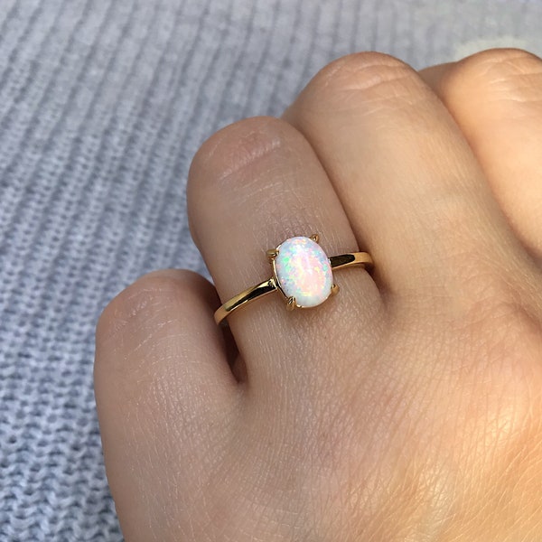 White Opal Ring - Etsy