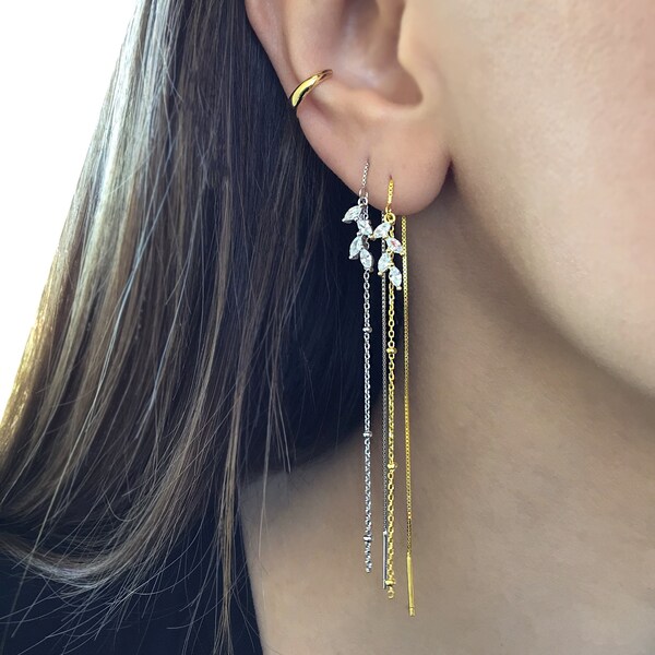 Crystal Chain Earrings - Etsy