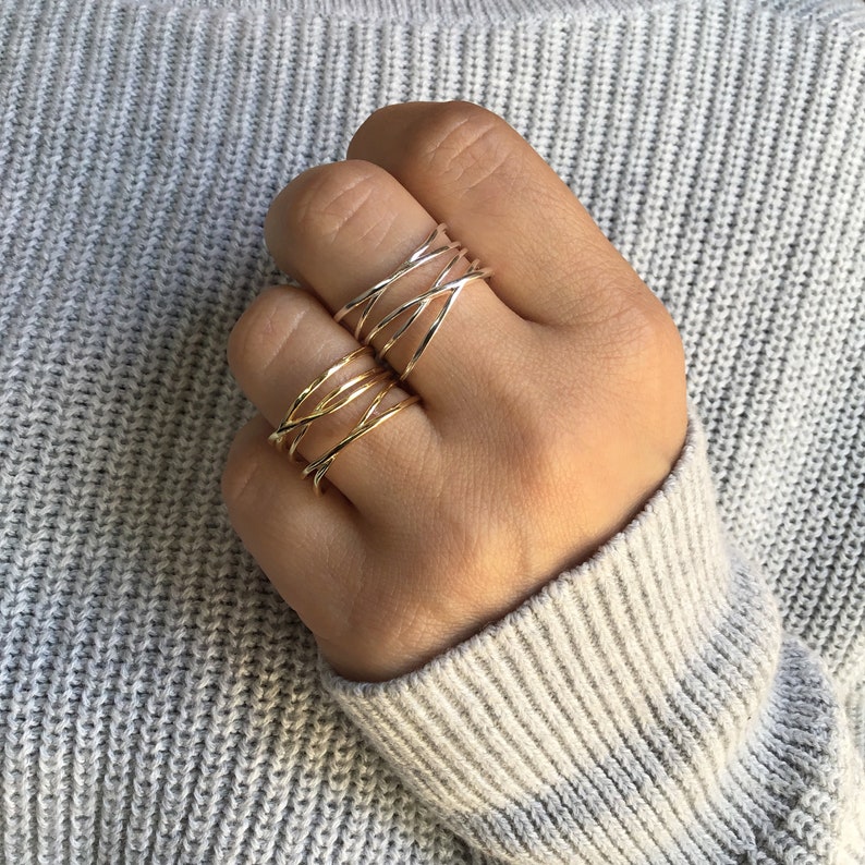 Sterling Silver Wrapped Wire Ring Adjustable Ring Statement - Etsy