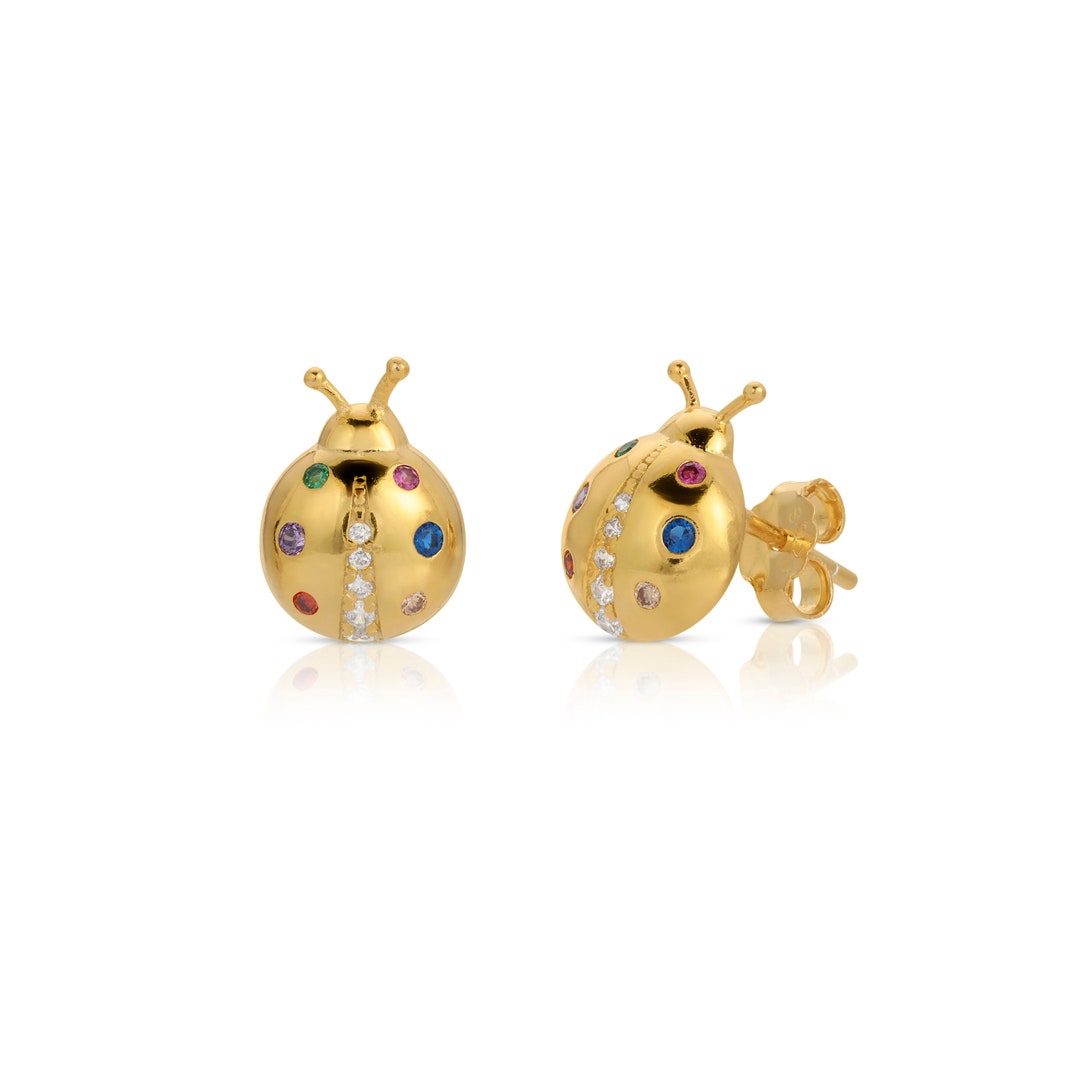 Ladybug Earrings in Sterling Silverladybug Studstiny - Etsy