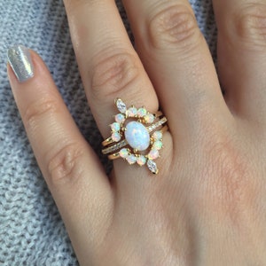 Set of 3 Rings, Opal Rings, Opal Stackable Rings, White Opal Jewelry ...