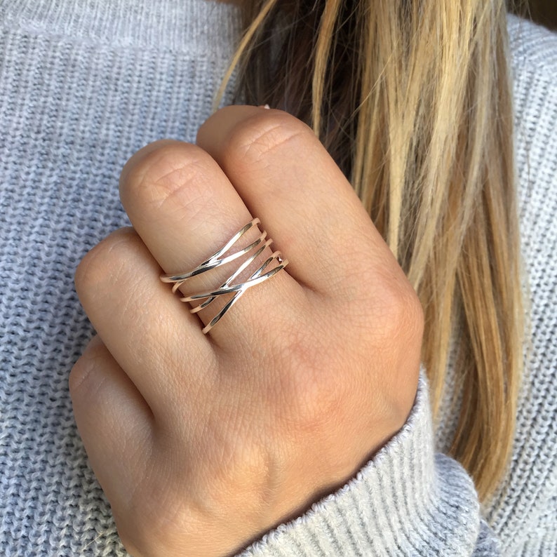 Sterling Silver Wrapped Wire Ring Adjustable Ring Statement - Etsy