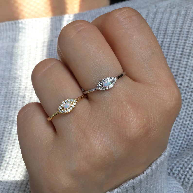 Sterling Silver Opal Evil Eye Ringeye Ring Evil Eye Ring - Etsy