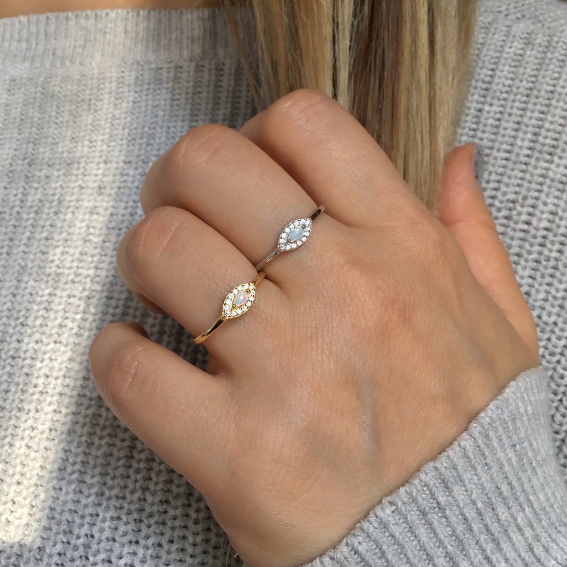 Sterling Silver Opal Evil eye ringEye ring Evil Eye ring | Etsy