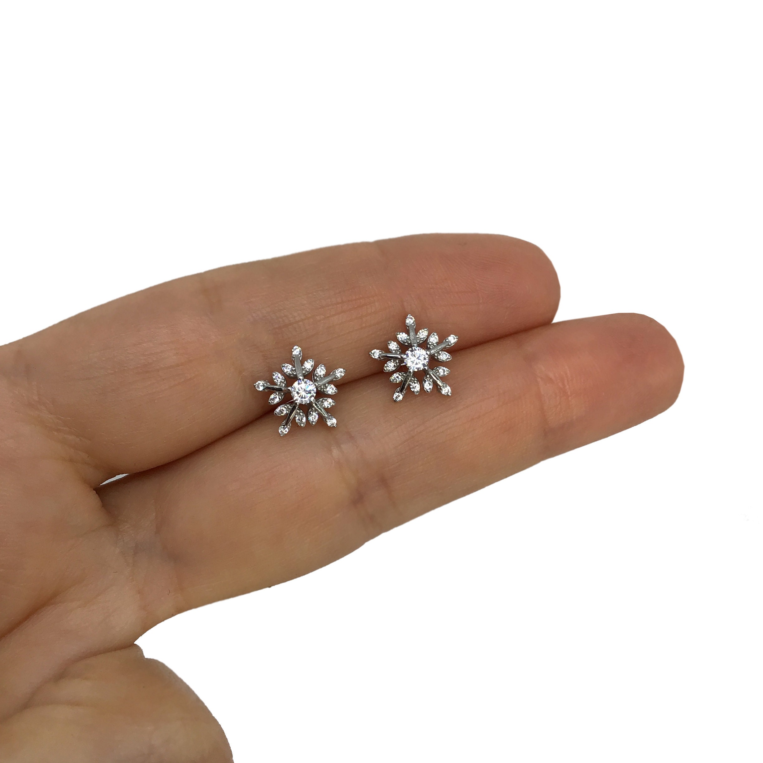 Snowflake stud earrings Snowflake studs small snowflake | Etsy