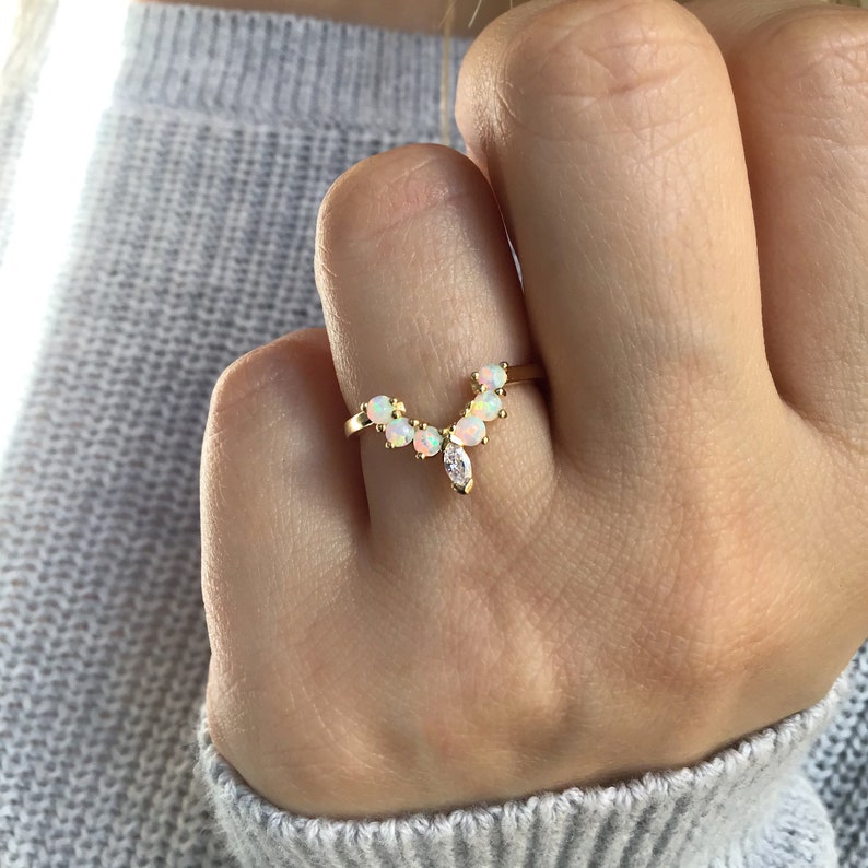 Set of 3 Rings Opal Rings Opal Stackable Rings White Opal | Etsy