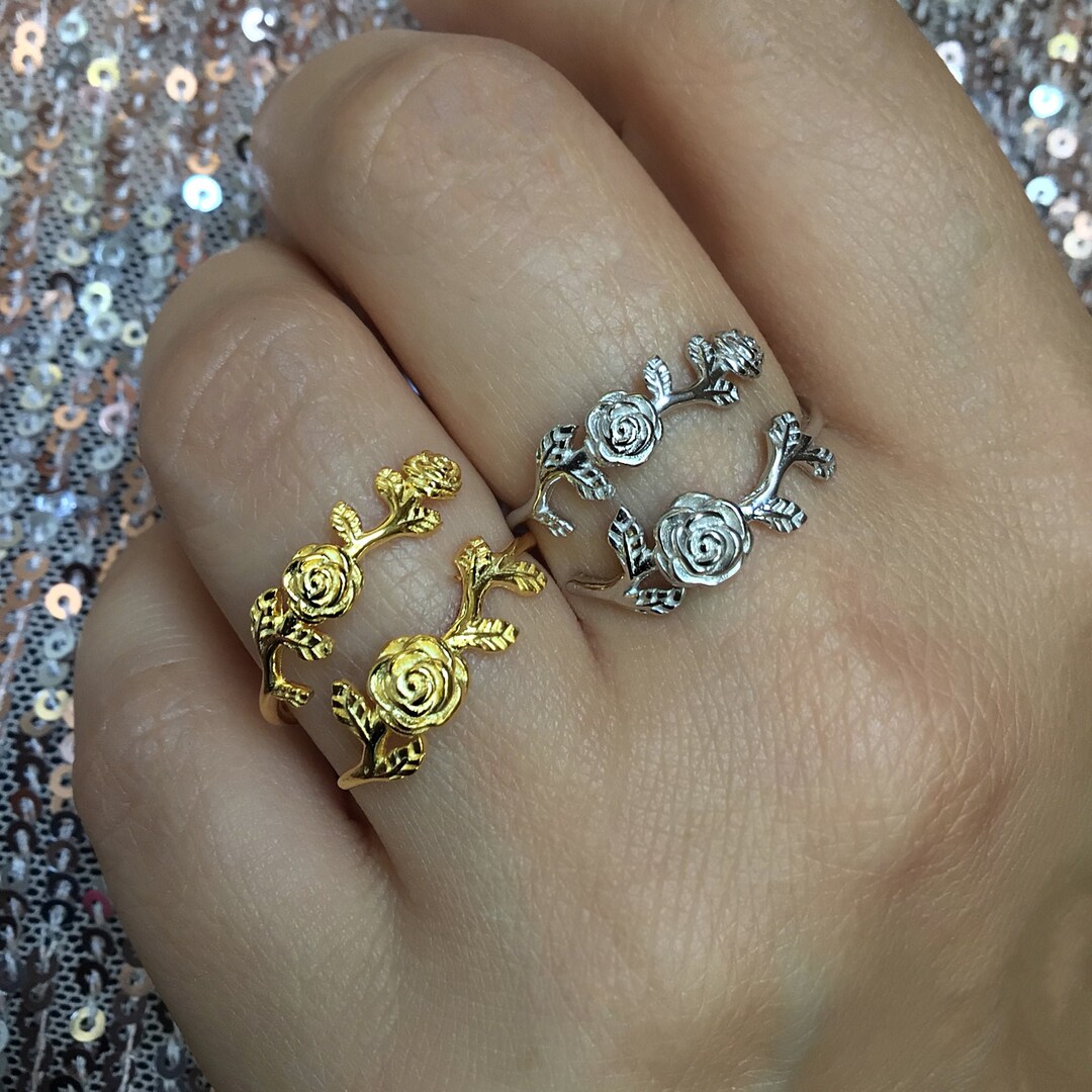 Rose Adjustable Ring, Rose Ring, Rose Wine Ring, Statement Ring, Flower ...