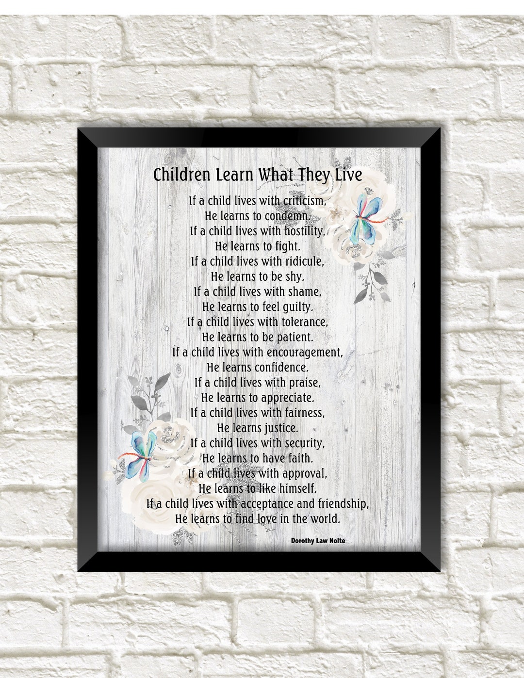Children Learn What They Live Poem Dragonflies UNFRAMED Wall Art Prints ...