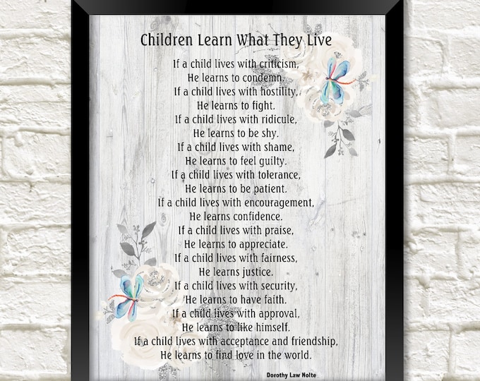 Children Learn What They Live Calligraphy & Watercolor Print - Etsy