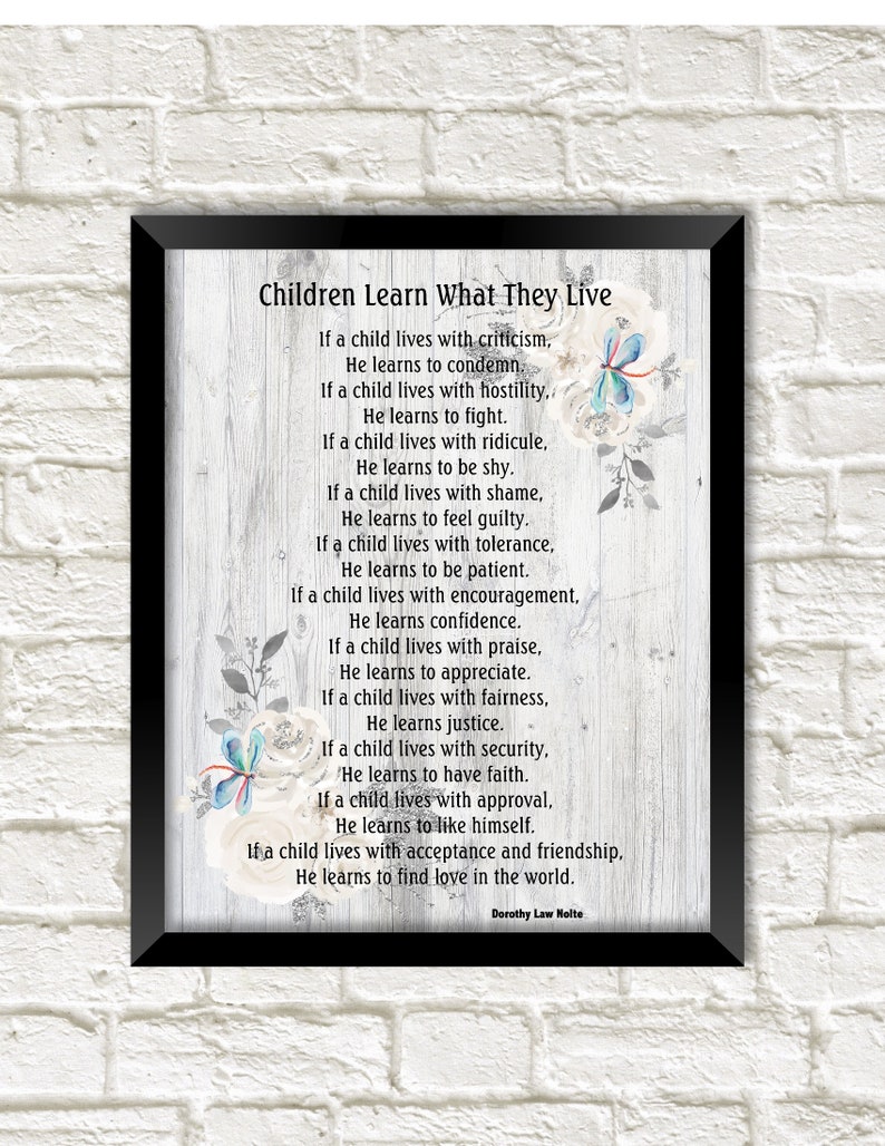 Children Learn What They Live Poem Dragonflies UNFRAMED Wall - Etsy