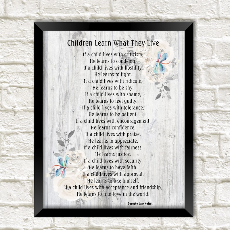 Children Learn What They Live - Etsy