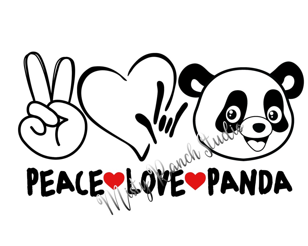 ASL peace Love Panda Digital PNG JPEG Sublimation Design, Digital ...