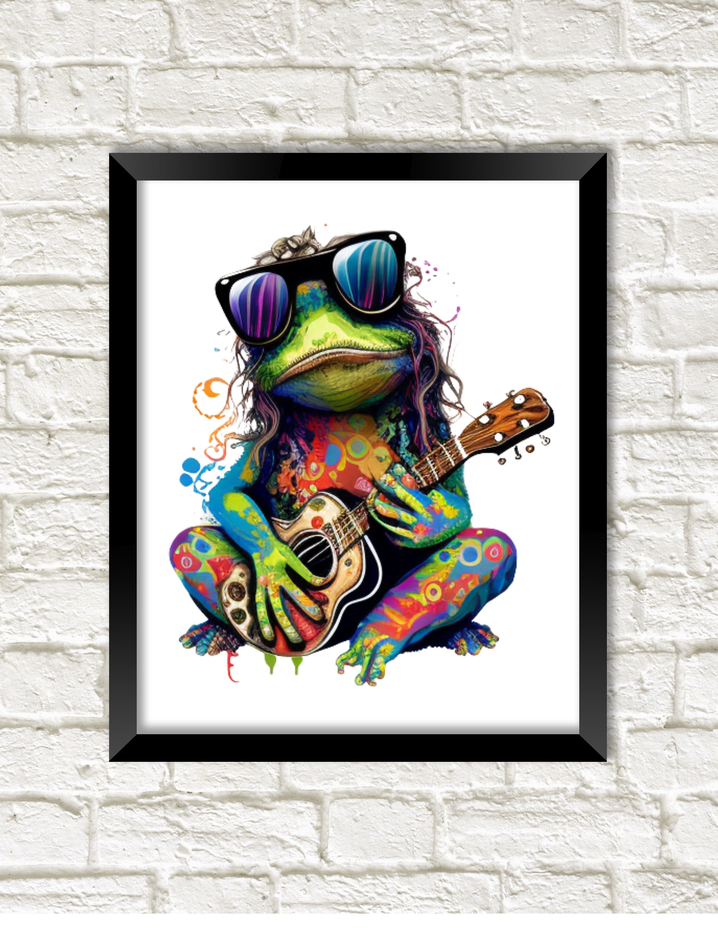 Hippie Frog Groovy Guitar Singer Wall Art Print UNFRAMED. Love Peace ...