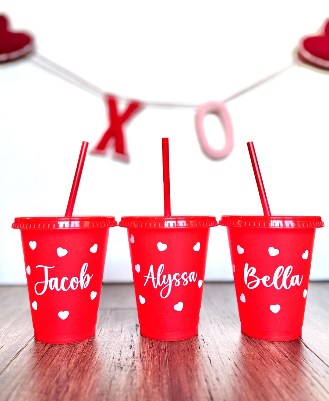 Personalized Valentine's Day Cups: 16oz Party Favor Cups With Straws - Etsy