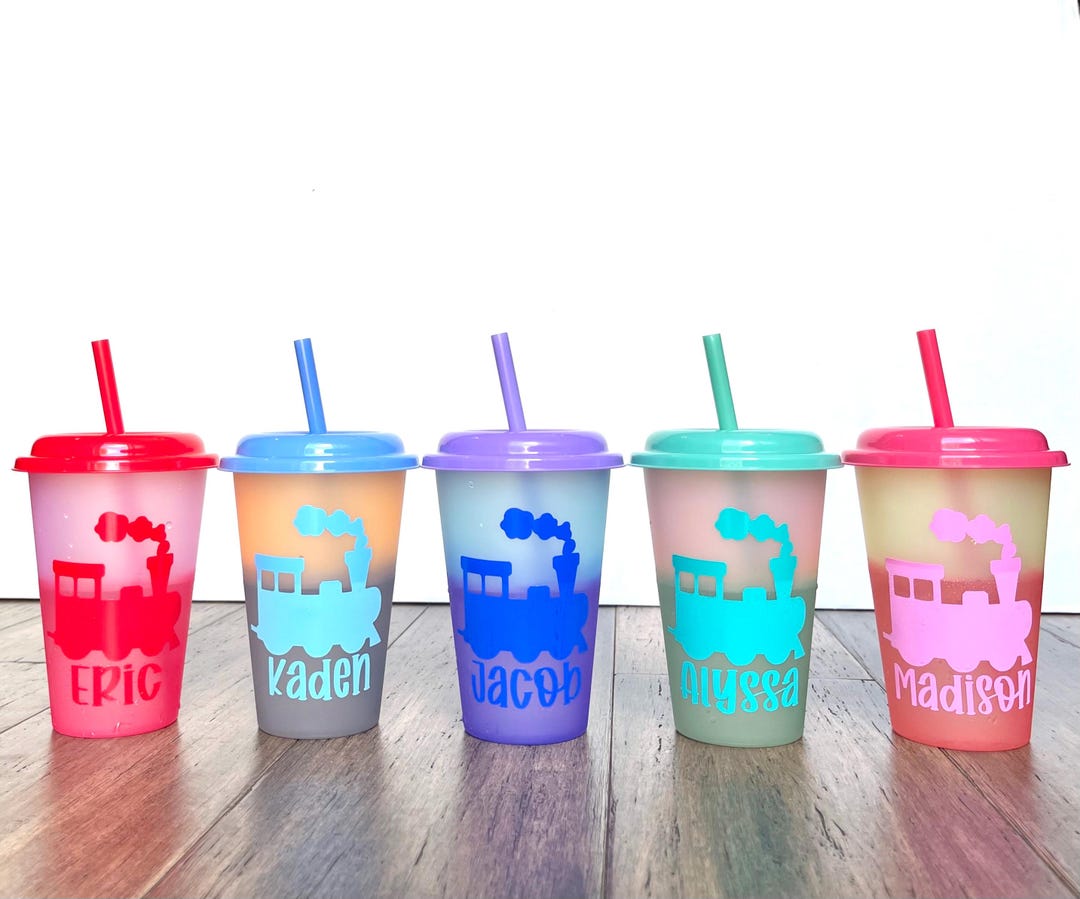 Personalized Trains 12oz Color Changing Cups, Fun Cups for Kids, Party ...