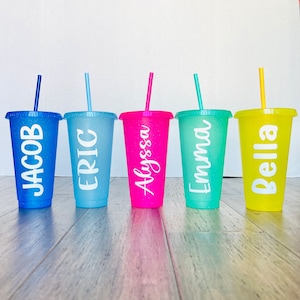 Personalized Glitter 24oz Cold Cups, Fun Cups for Gifts, Birthday and ...