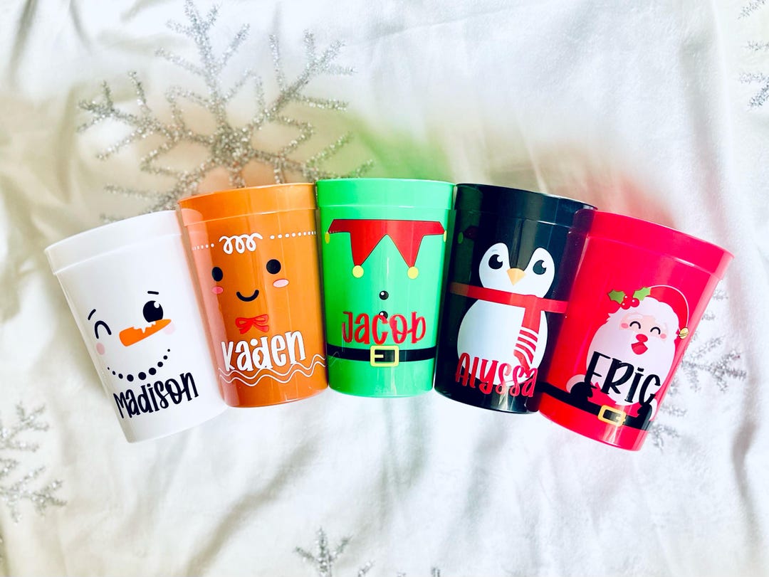 Personalized Christmas Cups for Kids: Glitter Holiday Party Favors - Etsy