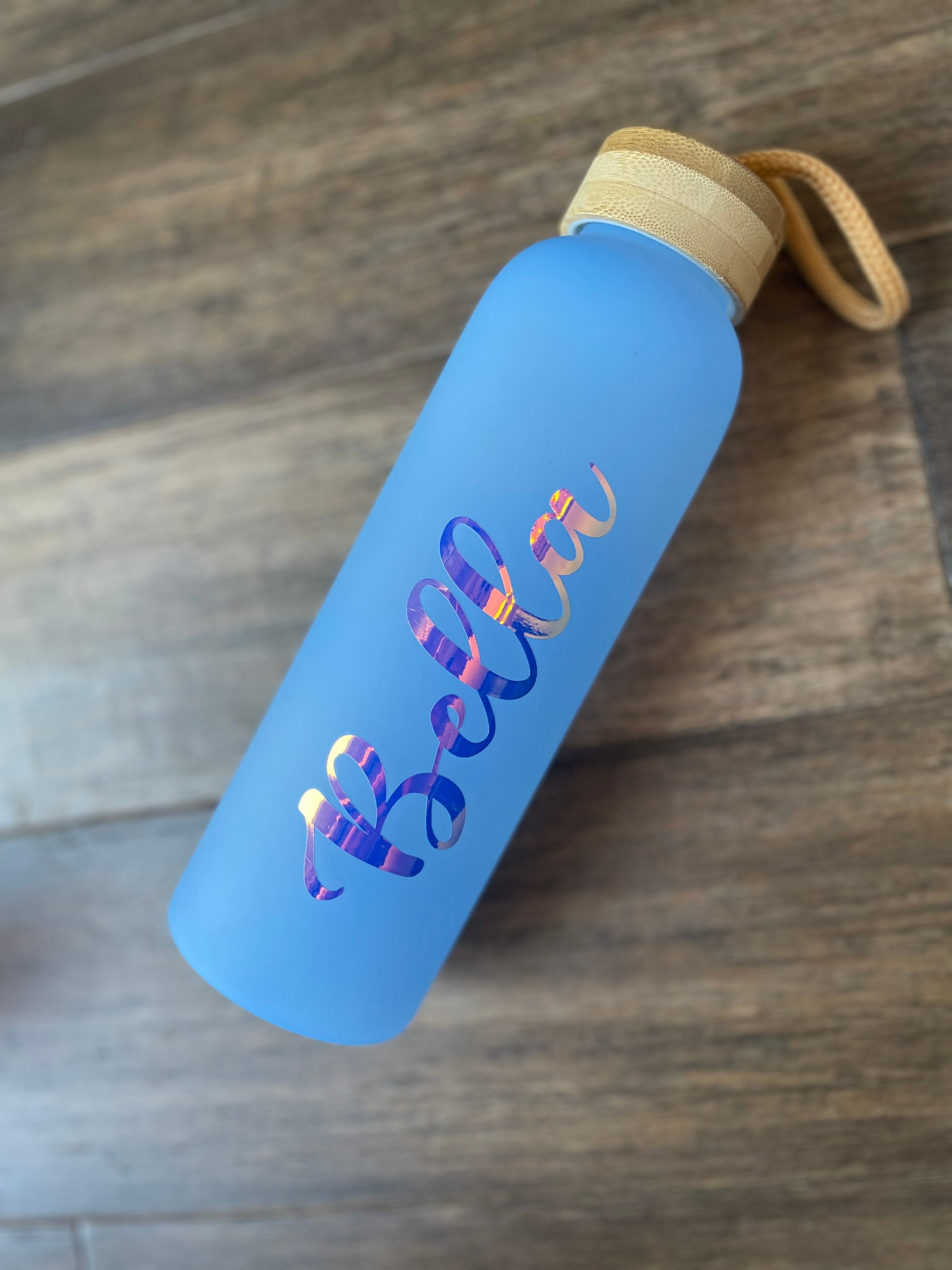 Personalized GLASS Water Bottle 25oz With Bamboo Lid and - Etsy