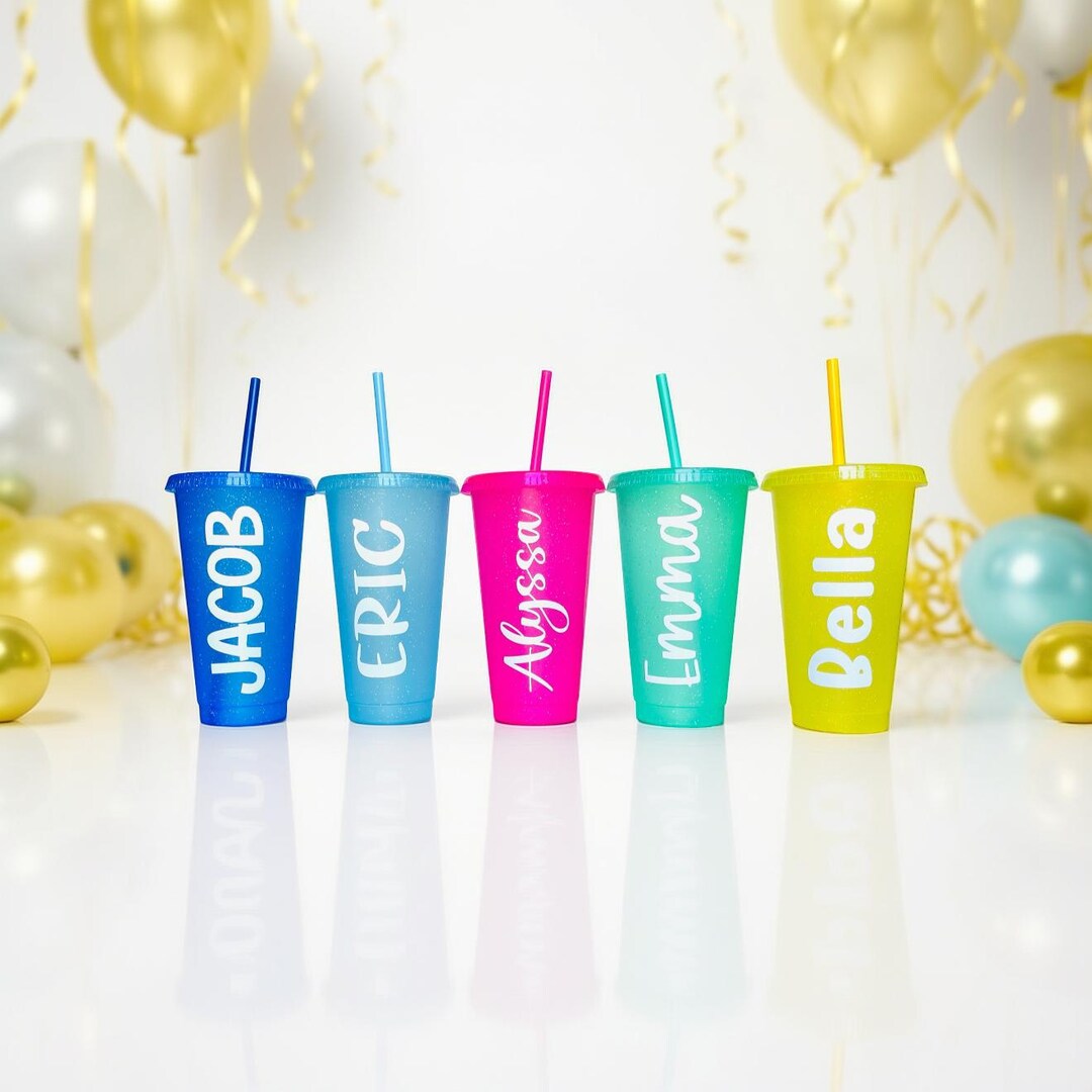 Personalized Glitter 24oz Cold Cups, Fun Cups for Gifts, Birthday and ...