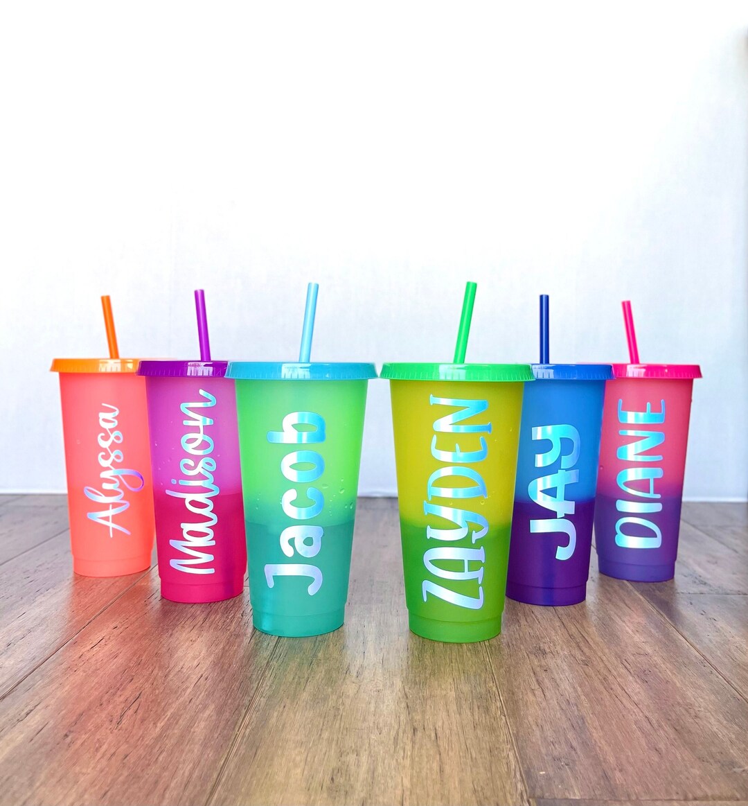 Personalized Color Changing 24oz Cold Cups With Shiny Name, Party ...