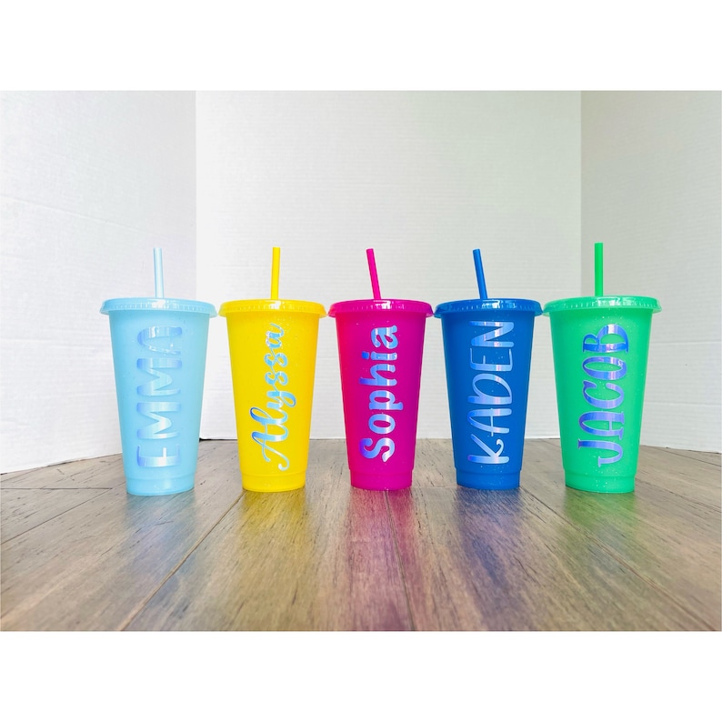 Personalized Glitter 24oz Cold Cups, Fun Cups for Gifts, Birthday and ...