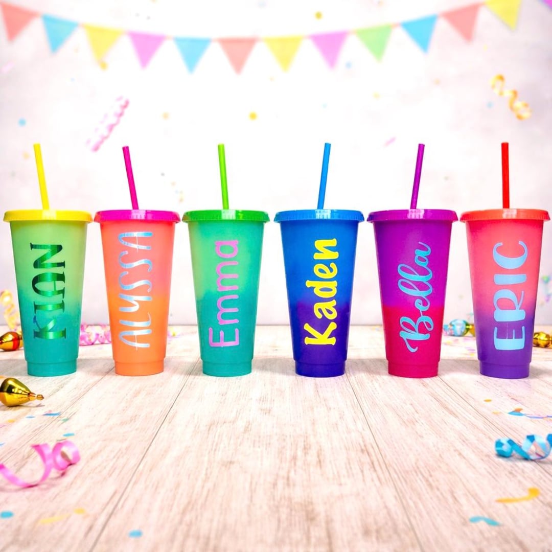 Personalized Color Changing Cold Cup: 24oz Party Favor. Fun Summer Cups ...