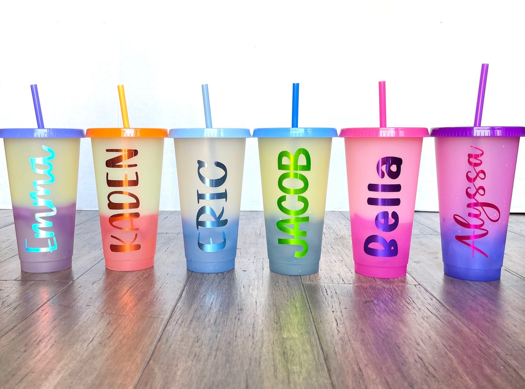 Personalized Spring Color Changing 24oz Cold Cups, Fun Cups for Summer ...